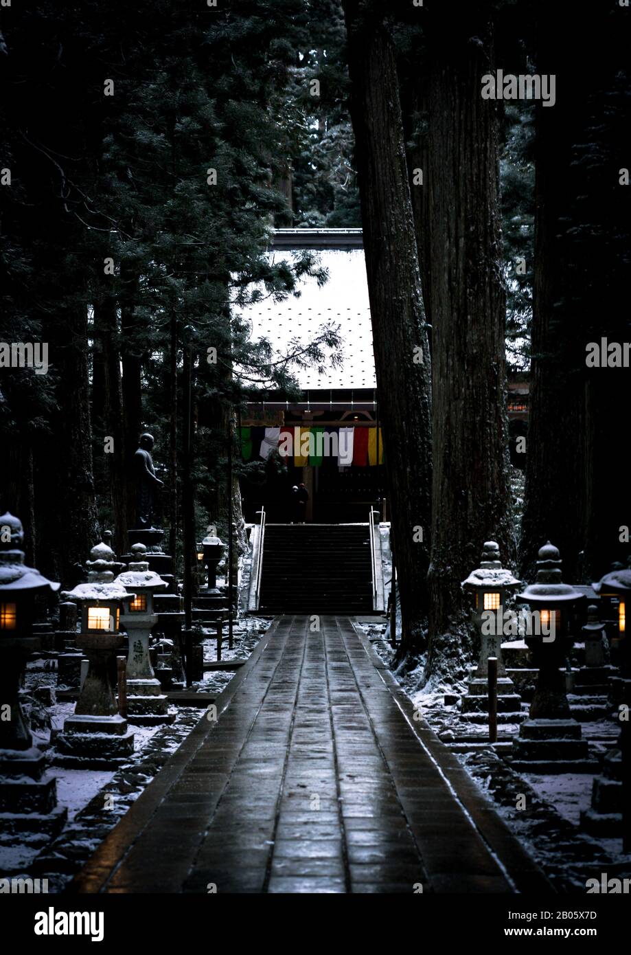 Okunoin, Japan's largest cemetery, located on Mt. Koya, the birthplace ...