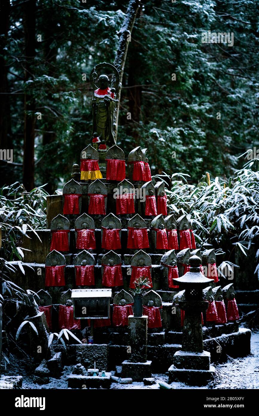 Okunoin, Japan's largest cemetery, located on Mt. Koya, the birthplace ...