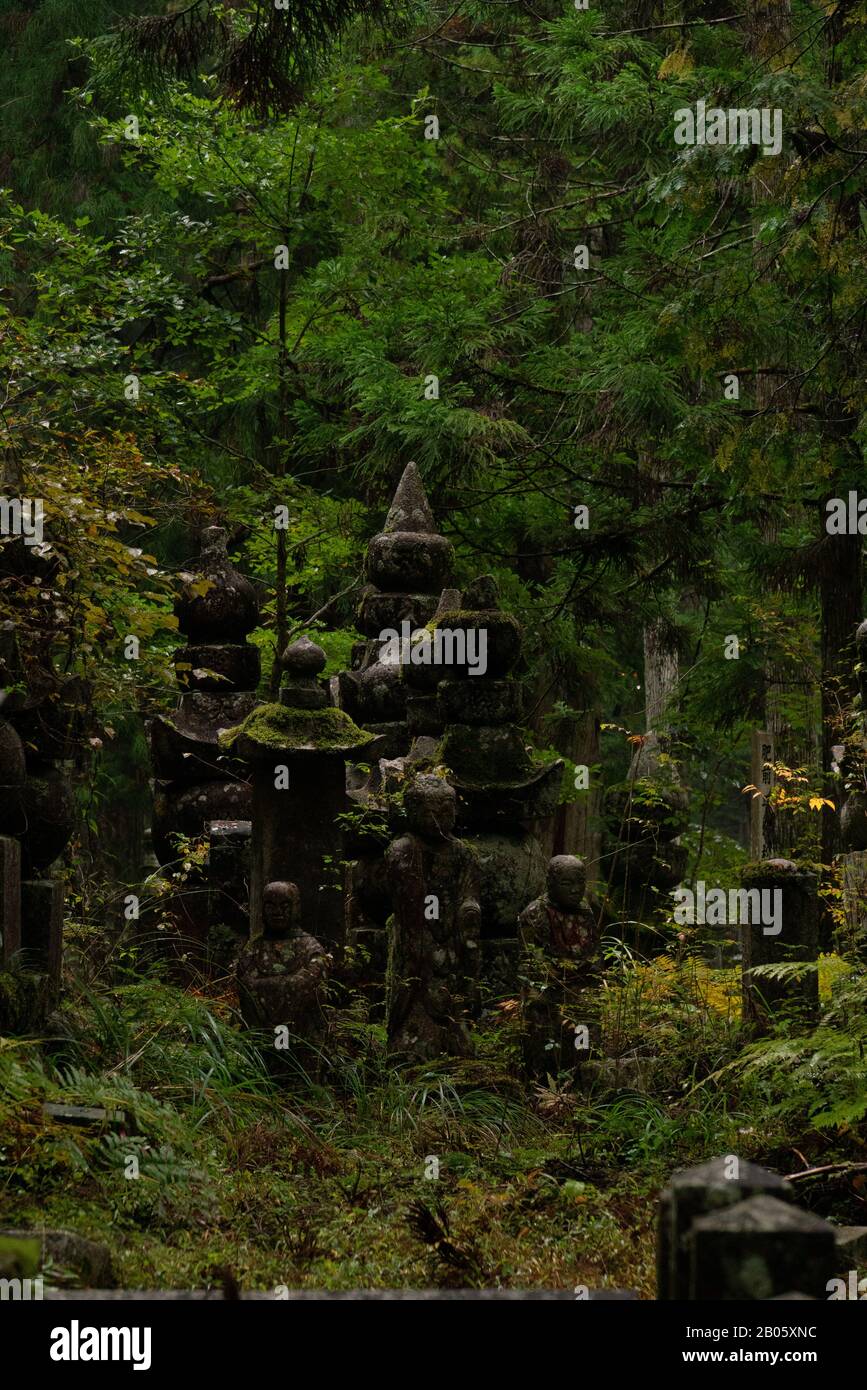 Okunoin, Japan's largest cemetery, located on Mt. Koya, the birthplace ...