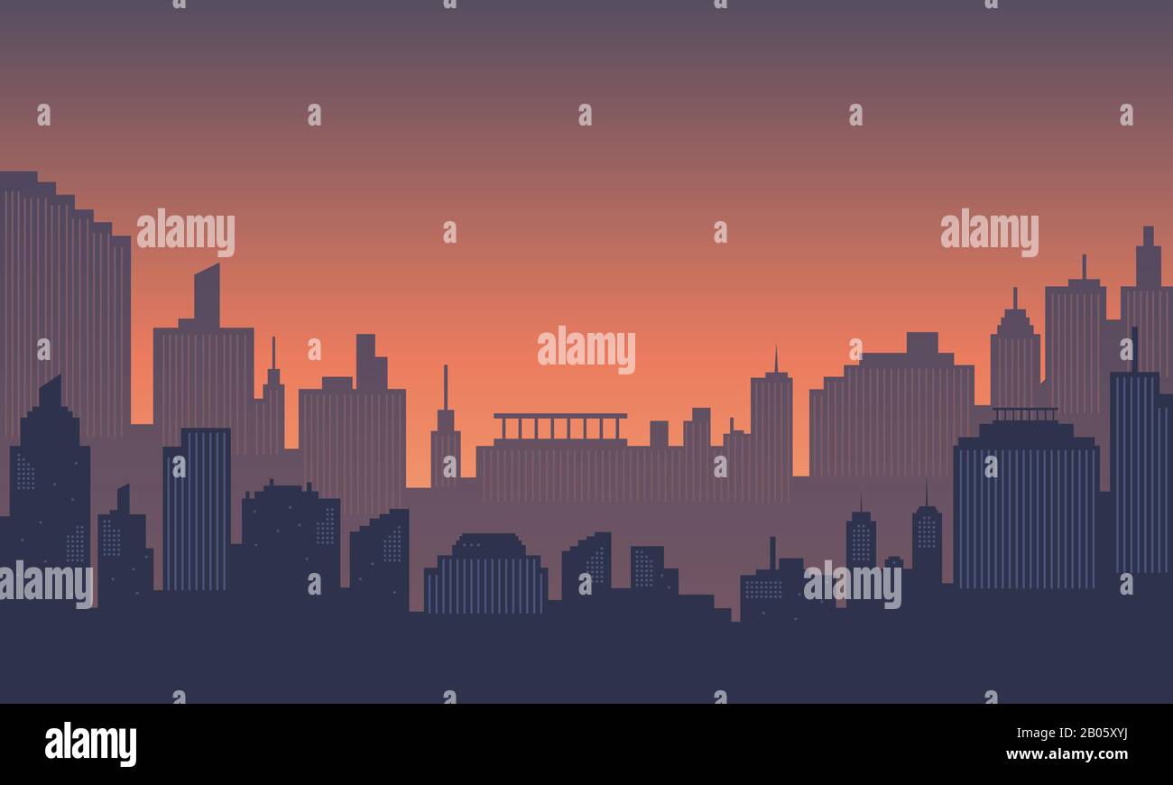 City building skyscraper in the morning with sunrise Stock Vector Image ...