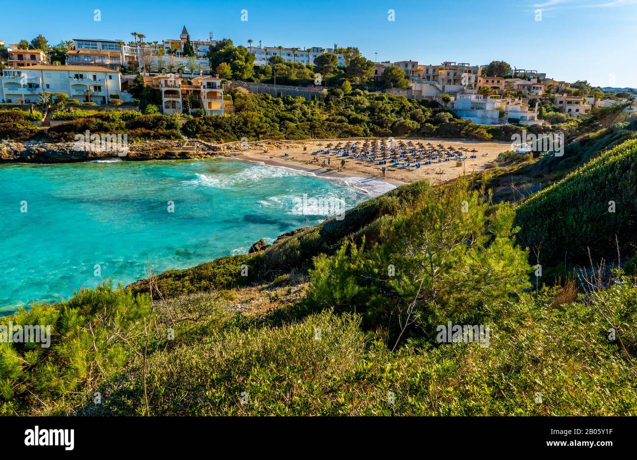 Cala Mandia beach panoramic view summer Stock Photo - Alamy