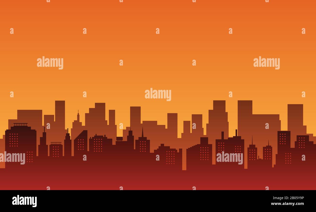 Skyline with modern office buildings at sunset Stock Vector Images - Alamy
