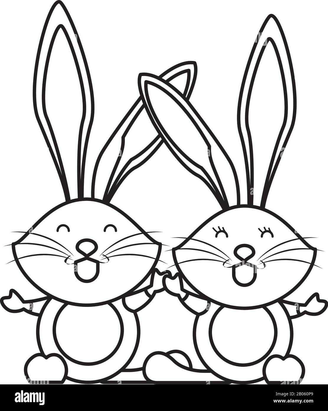 cute rabbits couple easter animals characters Stock Vector Image & Art ...