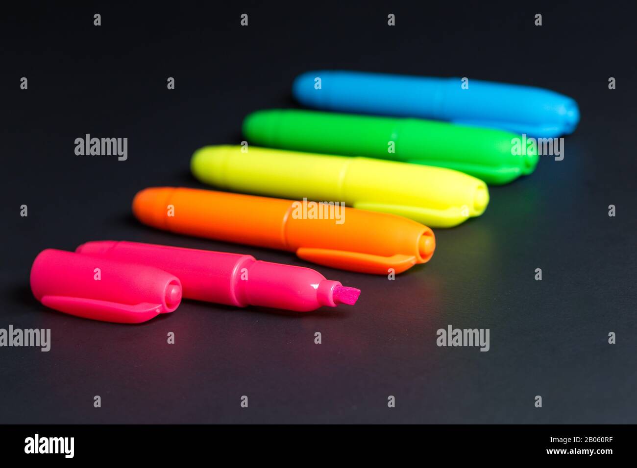 Colorful Marker Highlighter in Yellow Green Blue Pink and Isolated ...