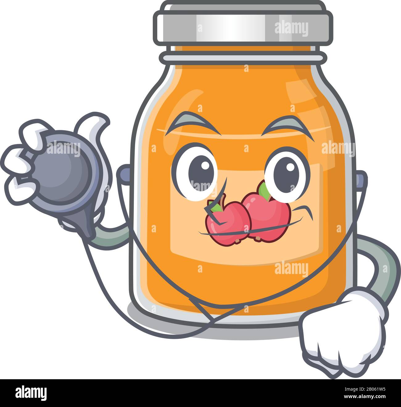 A mascot picture of apple jam cartoon as a Doctor with tools Stock ...