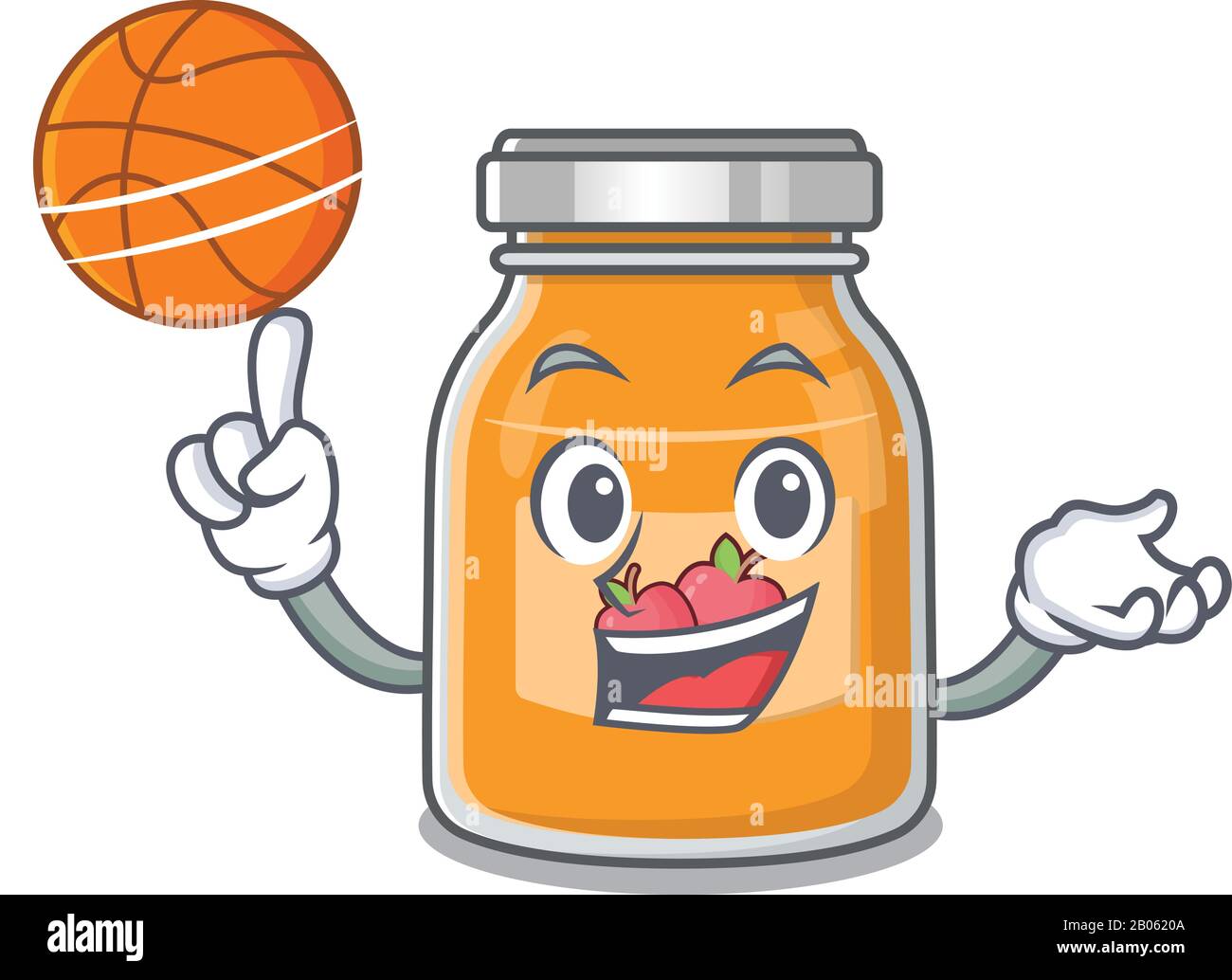 A mascot picture of apple jam cartoon character playing basketball ...