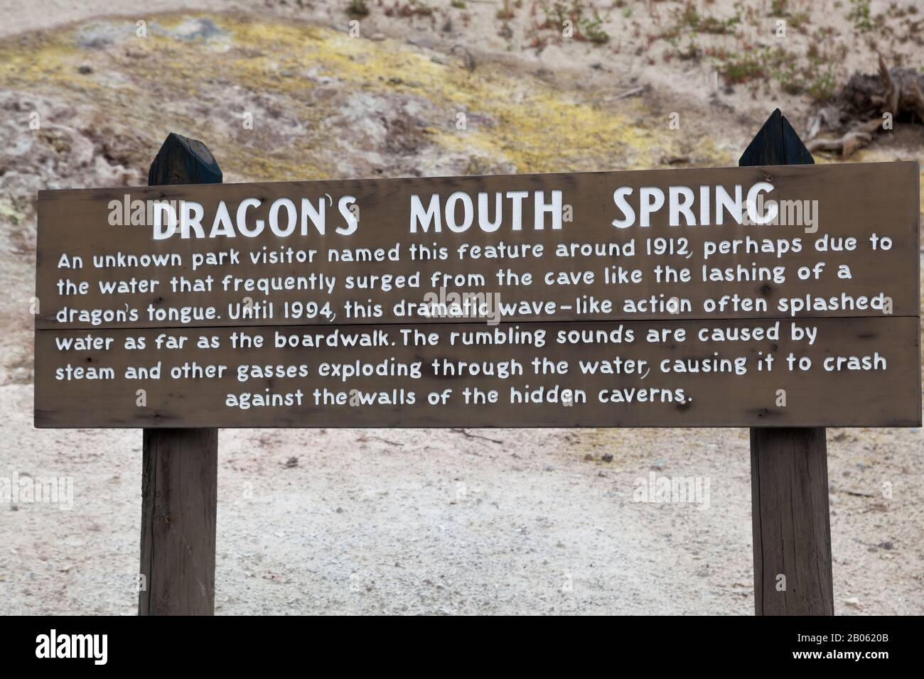 Dragon's Mouth Spring Wooden Sign Stock Photo - Alamy