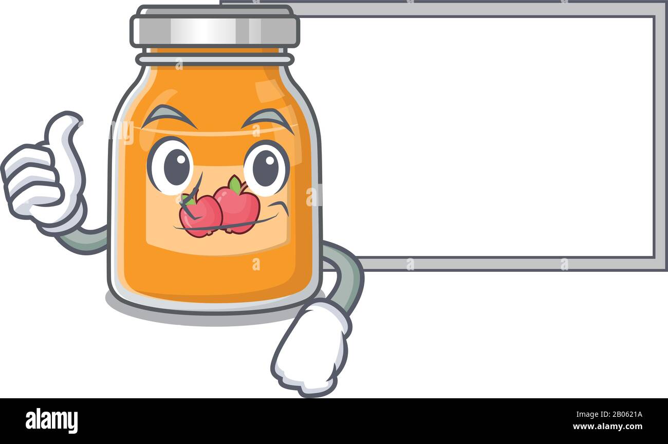 Thumbs up of apple jam cartoon design having a board Stock Vector Image ...