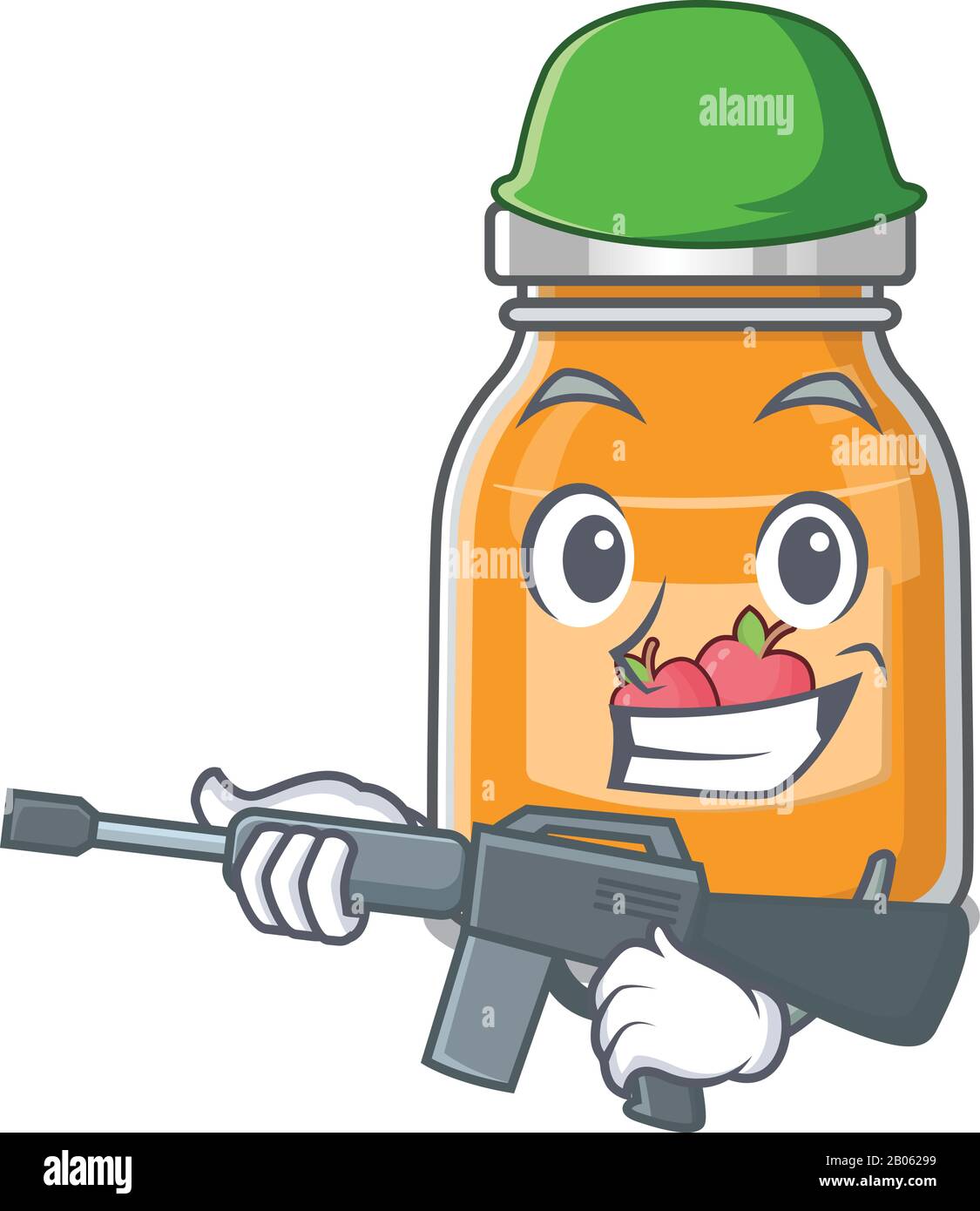 A cute picture of apple jam Army with machine gun Stock Vector Image ...
