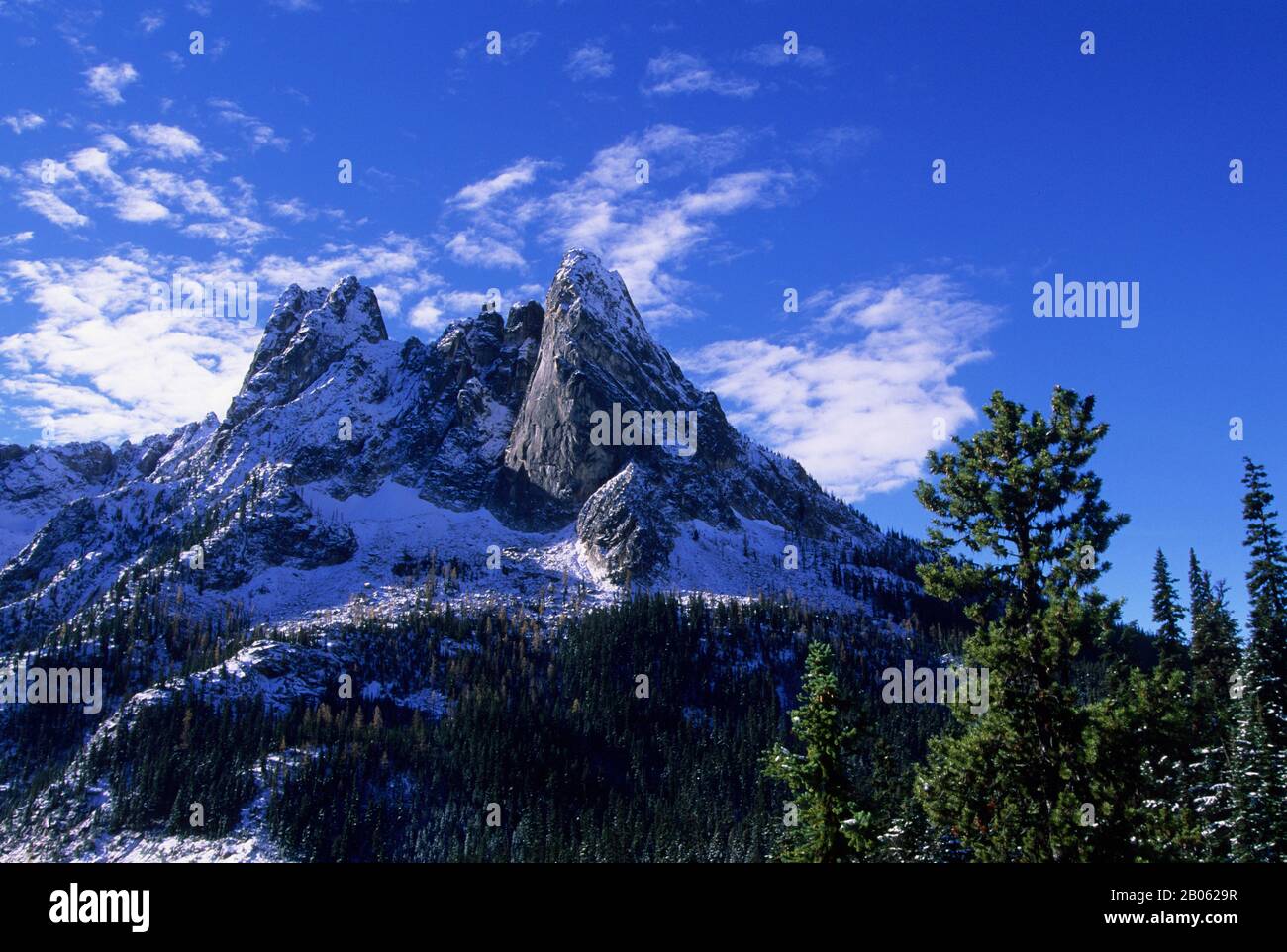 USA, WASHINGTON, NORTH CASCADES HIGHWAY 20, WASHINGTON PASS, LIBERTY ...