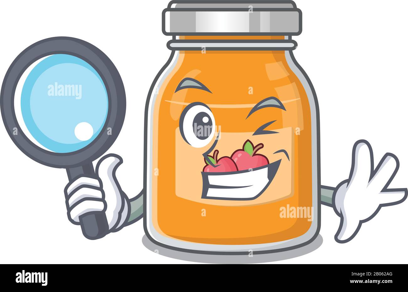 Elegant and Smart apple jam Detective cartoon design concept Stock ...