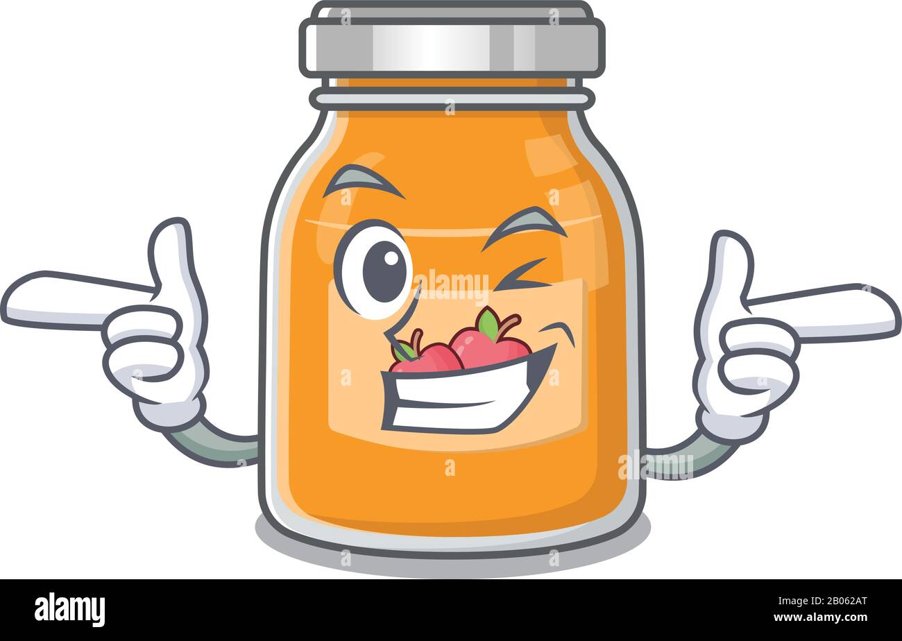Cute mascot cartoon design of apple jam with Wink eye Stock Vector ...