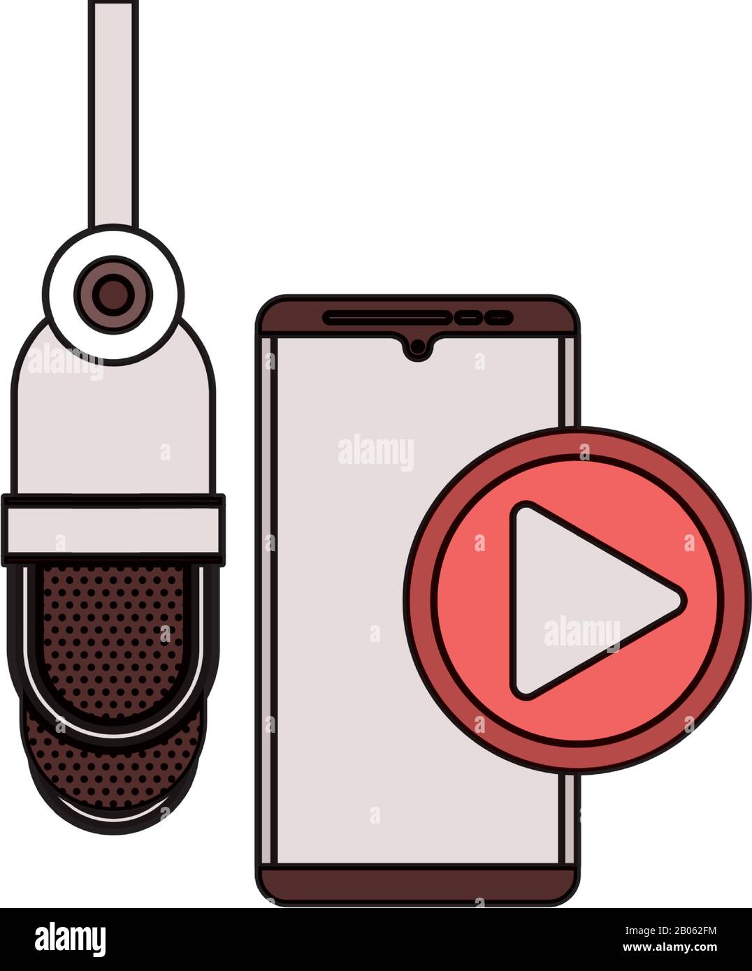 radio microphone retro with smartphone and play button Stock Vector ...