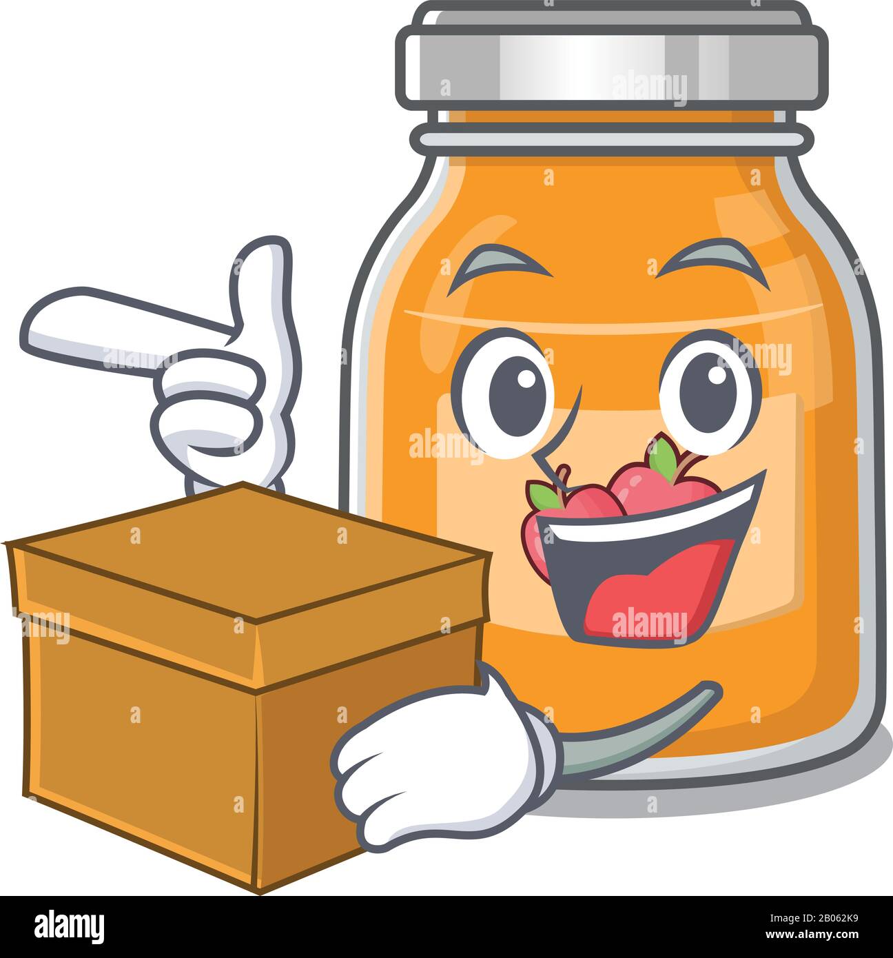 Cute apple jam cartoon character having a box Stock Vector Image & Art ...