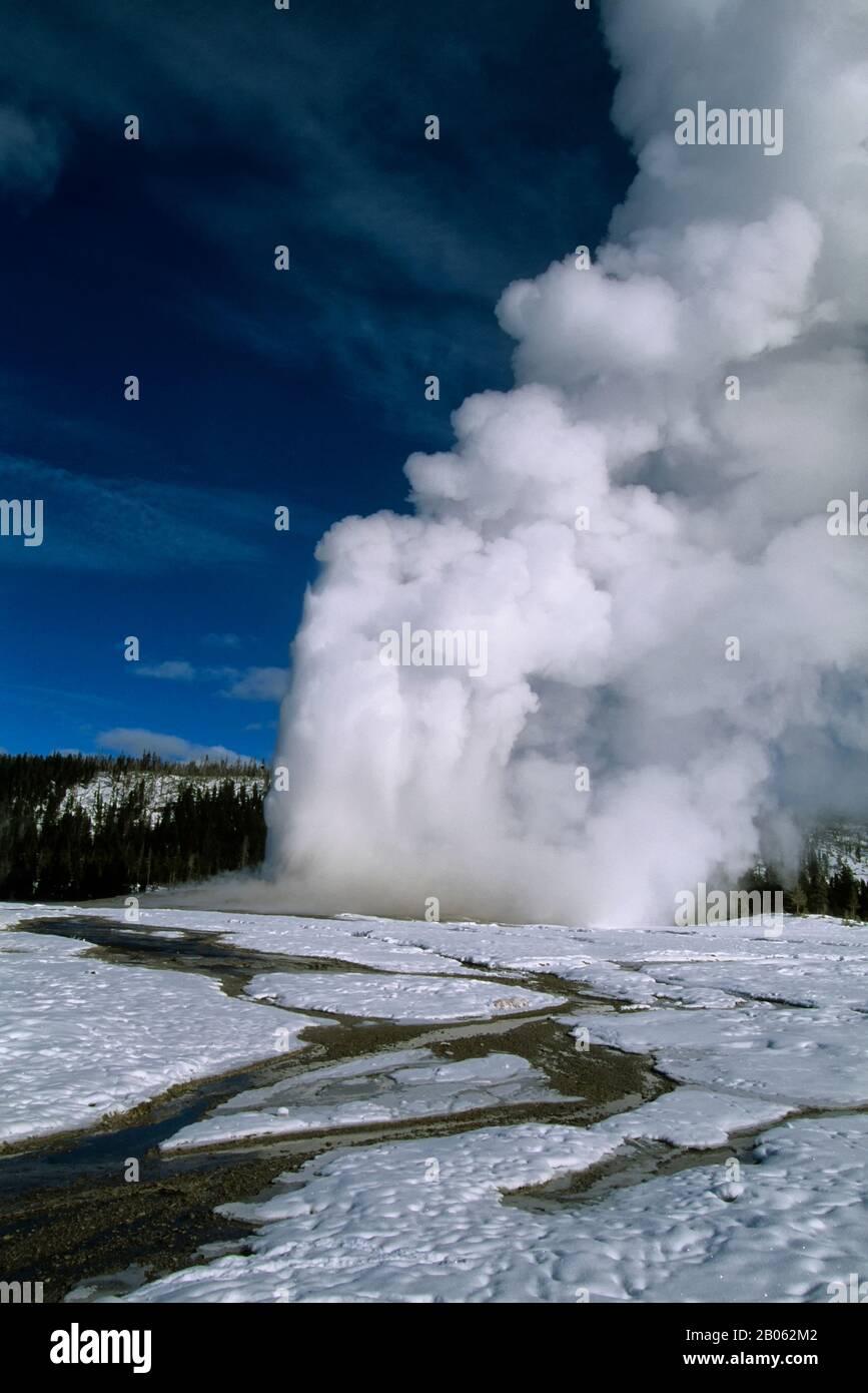 Geyser yellowstone snow hi-res stock photography and images - Alamy