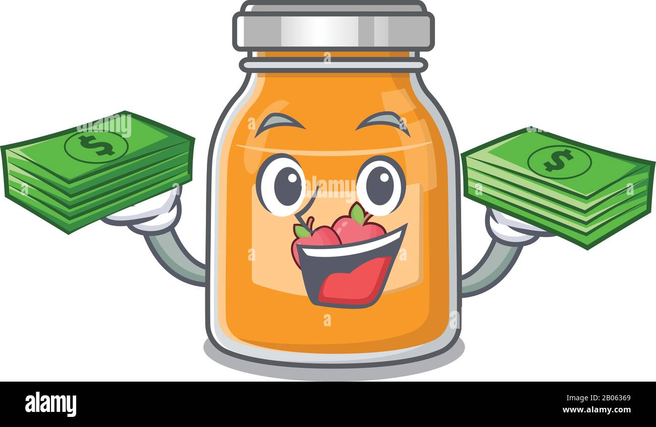 cool rich apple jam character having money on hands Stock Vector Image ...