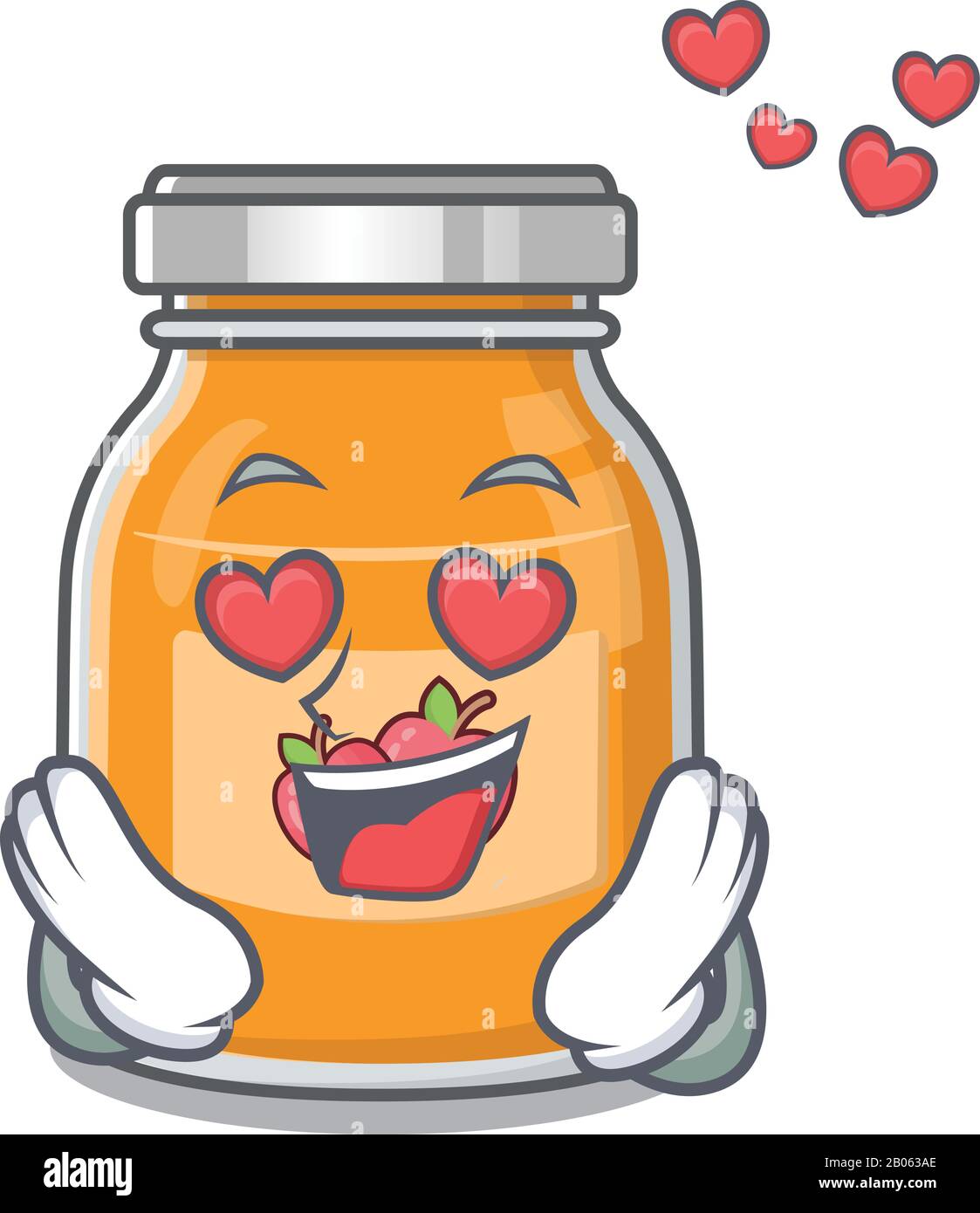 Romantic falling in love apple jam cartoon character concept Stock ...