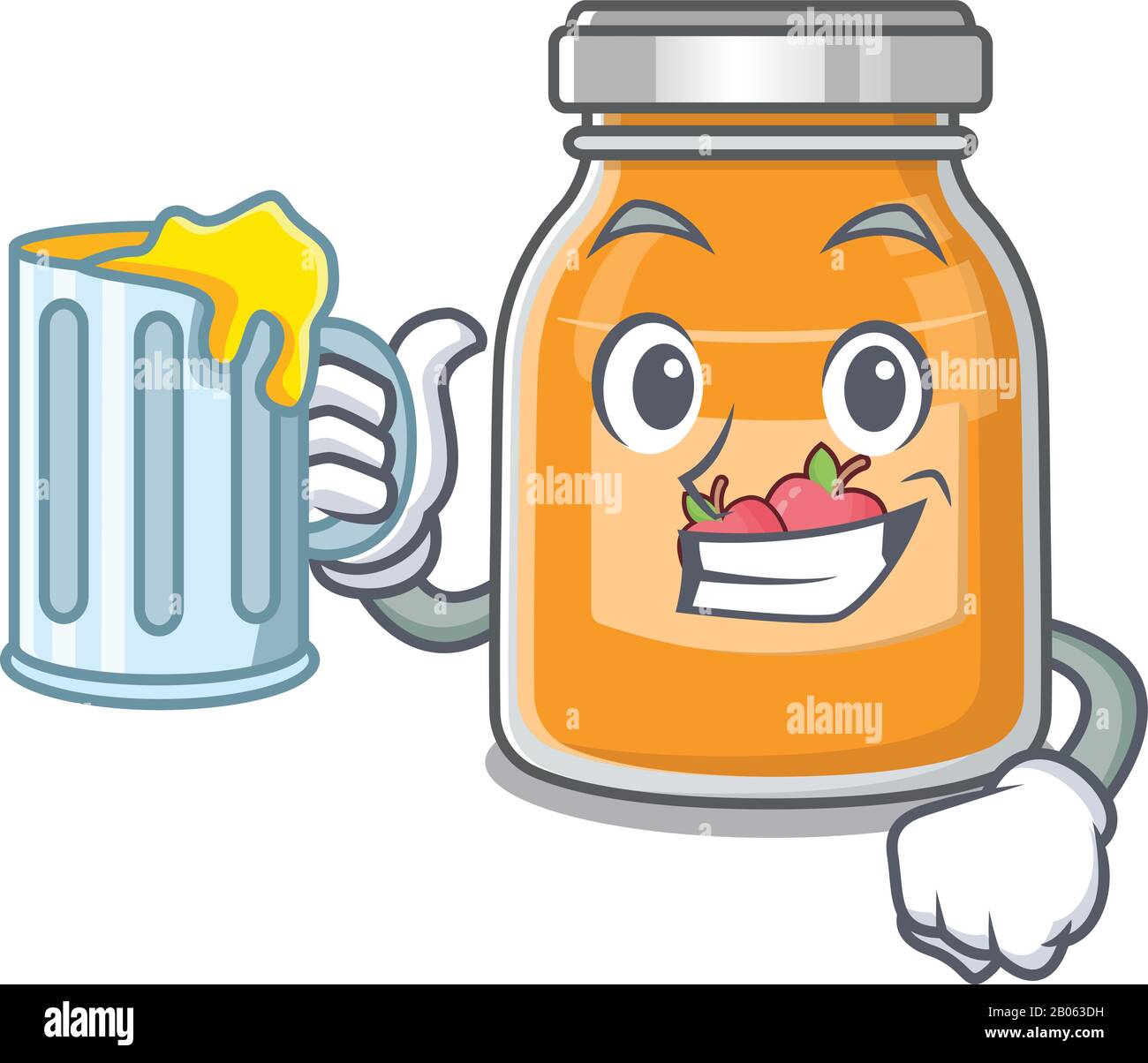 Smiley apple jam mascot design with a big glass Stock Vector Image ...