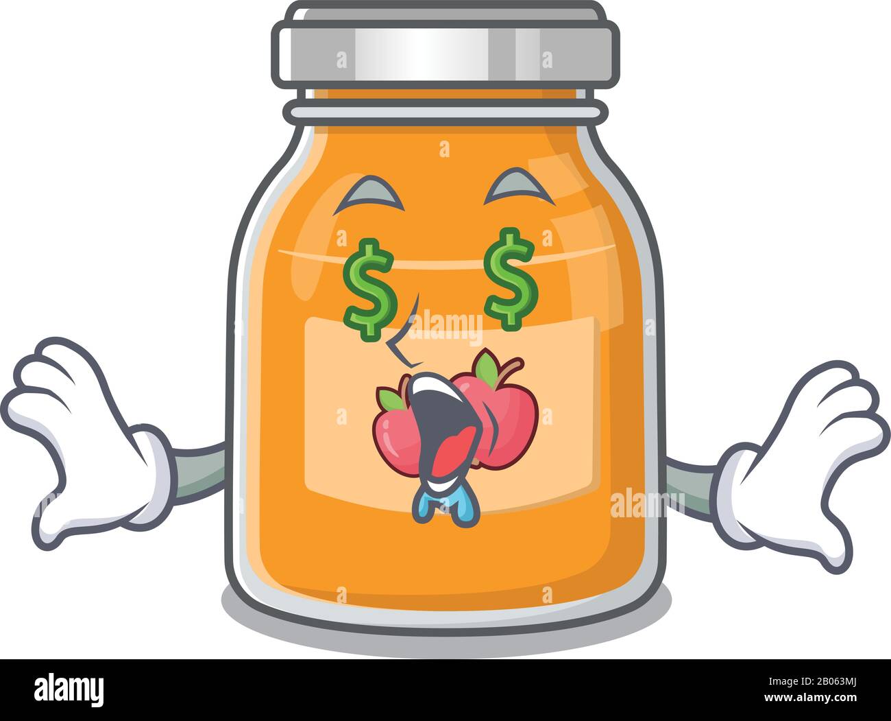 Happy rich apple jam cartoon character with Money eye Stock Vector ...