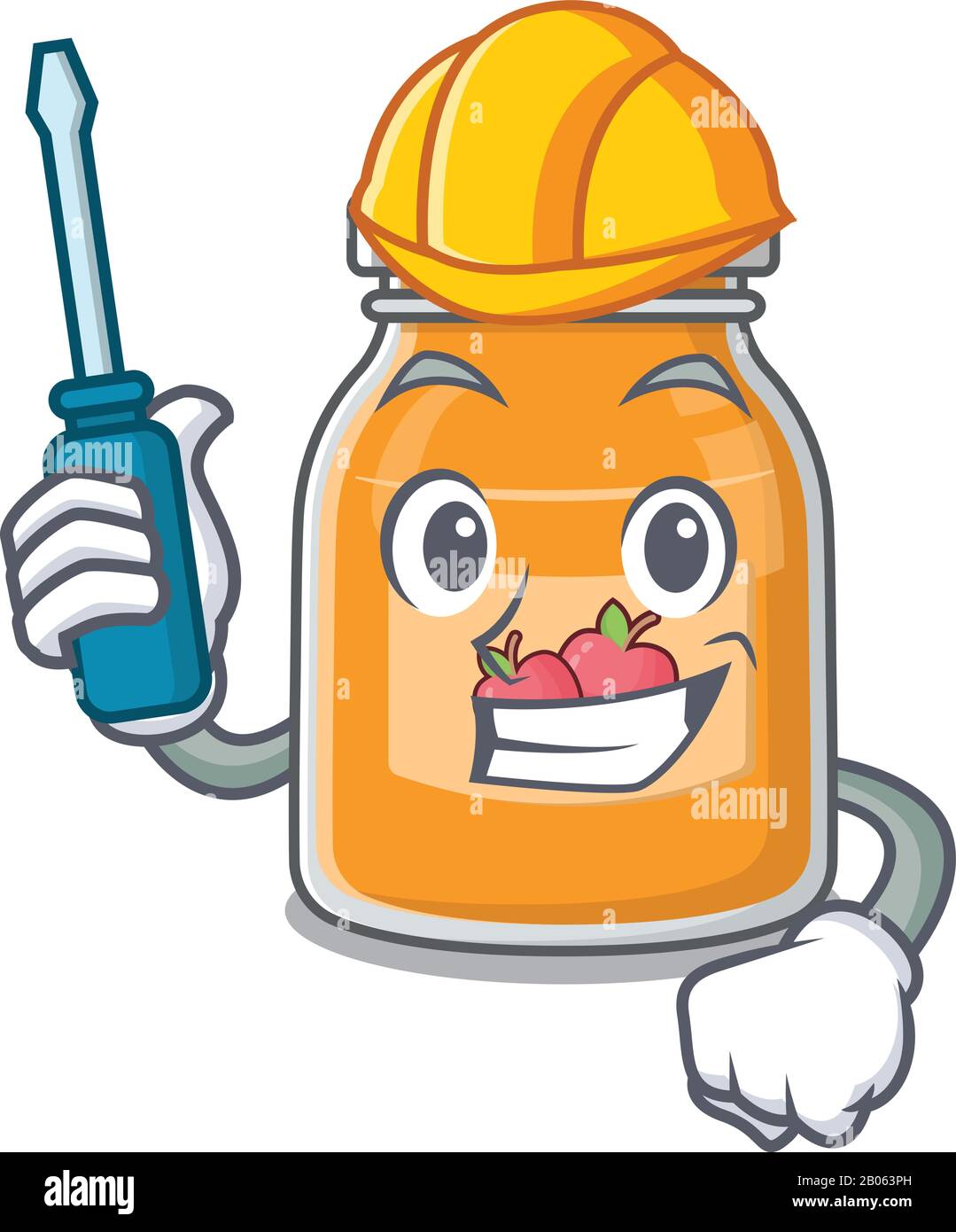 cartoon character style apple jam working as an automotive Stock Vector ...