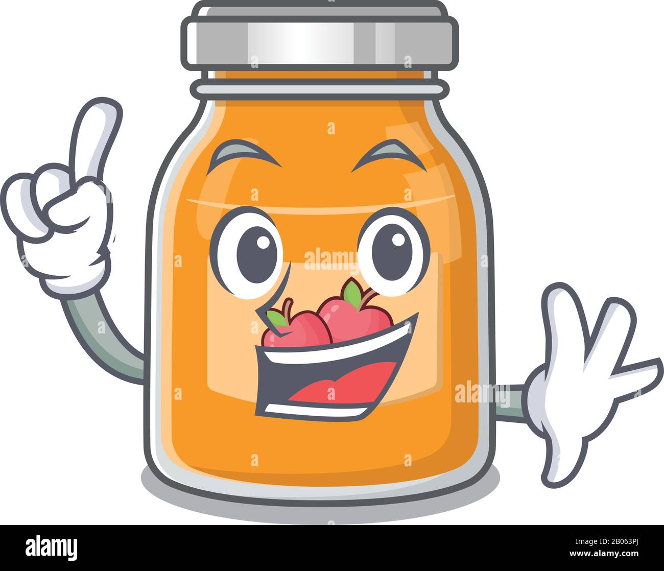 mascot cartoon concept apple jam in One Finger gesture Stock Vector ...