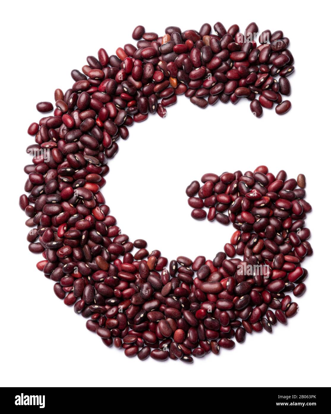The letter "G" of the English alphabet from brown beans on a white ...