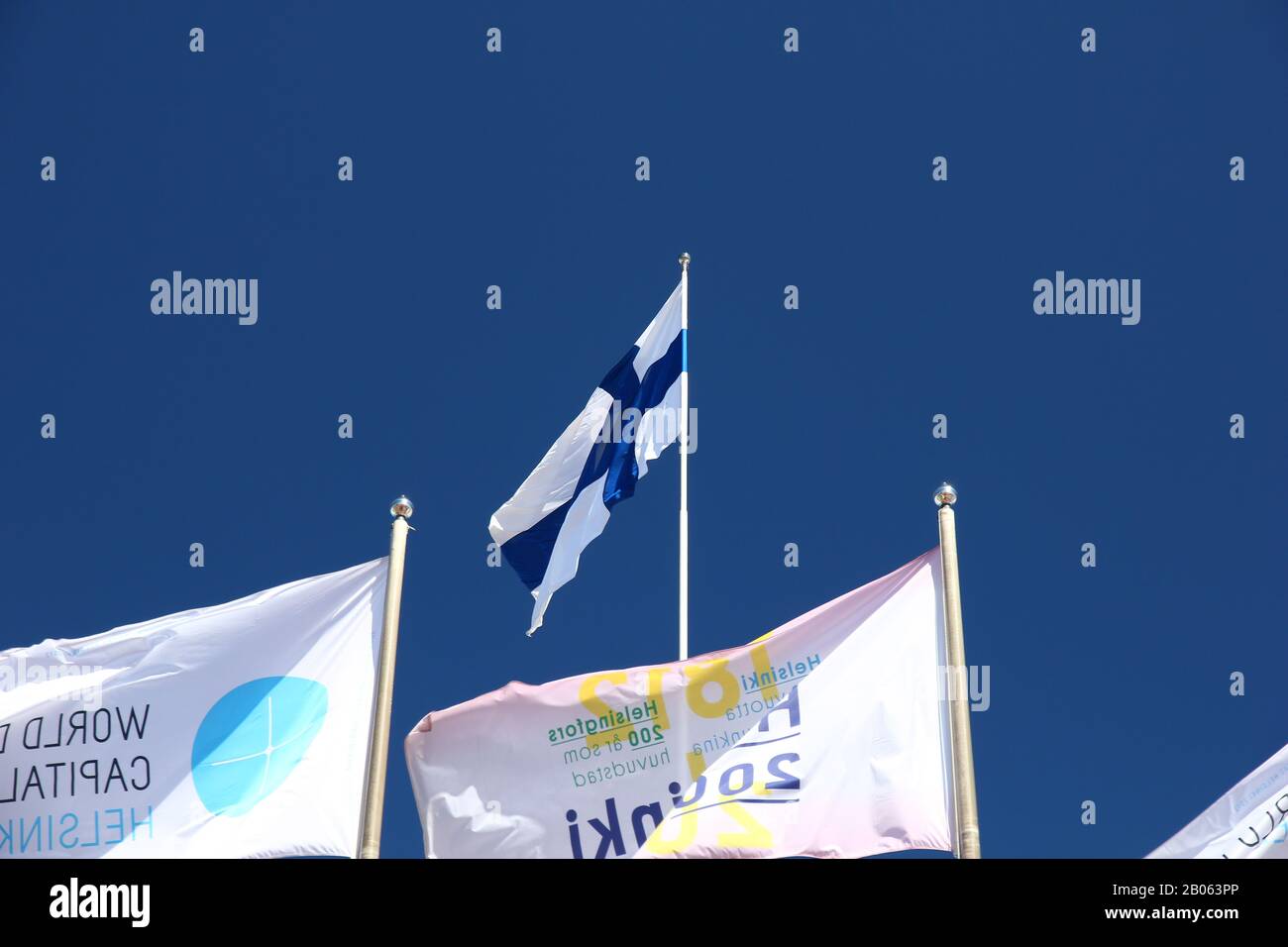 The Flag of Finland in Helsinki Stock Photo - Alamy