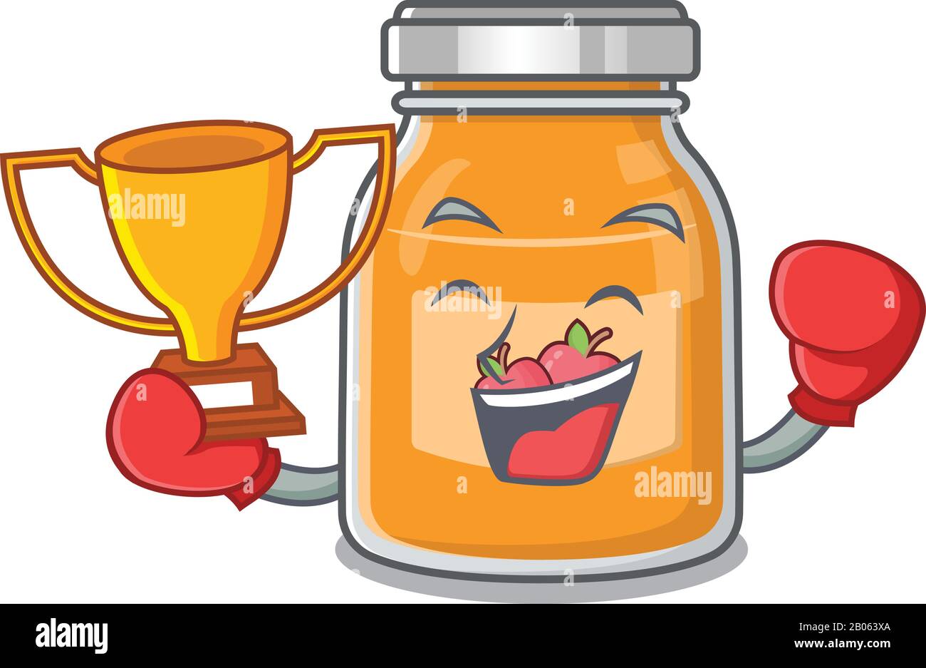 fantastic Boxing winner of apple jam in mascot cartoon design Stock ...