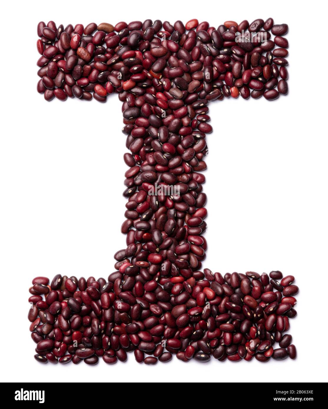 The letter "I" of the English alphabet from brown beans on a white ...