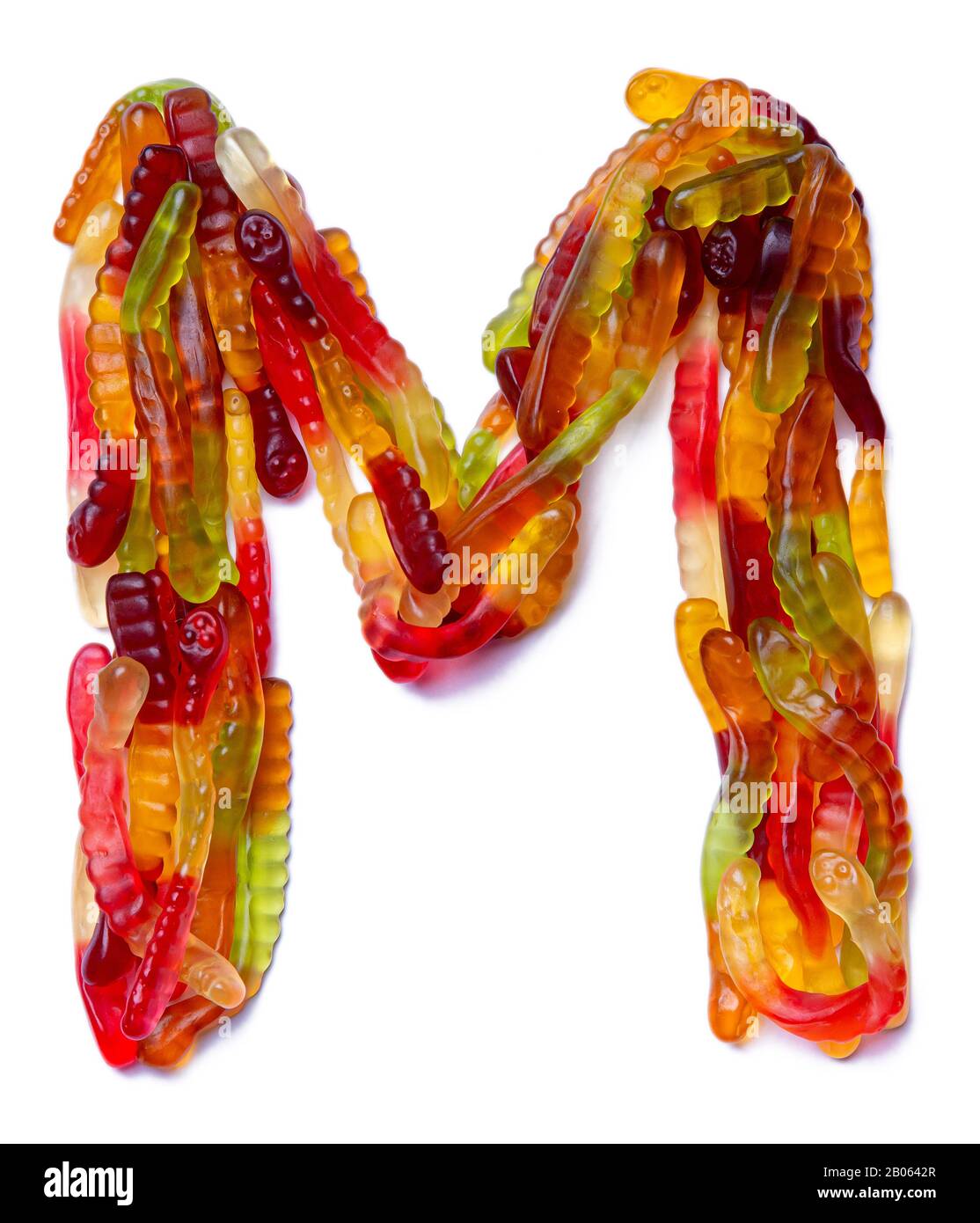 Letter M of the English alphabet from multi-colored chewing marmalade ...