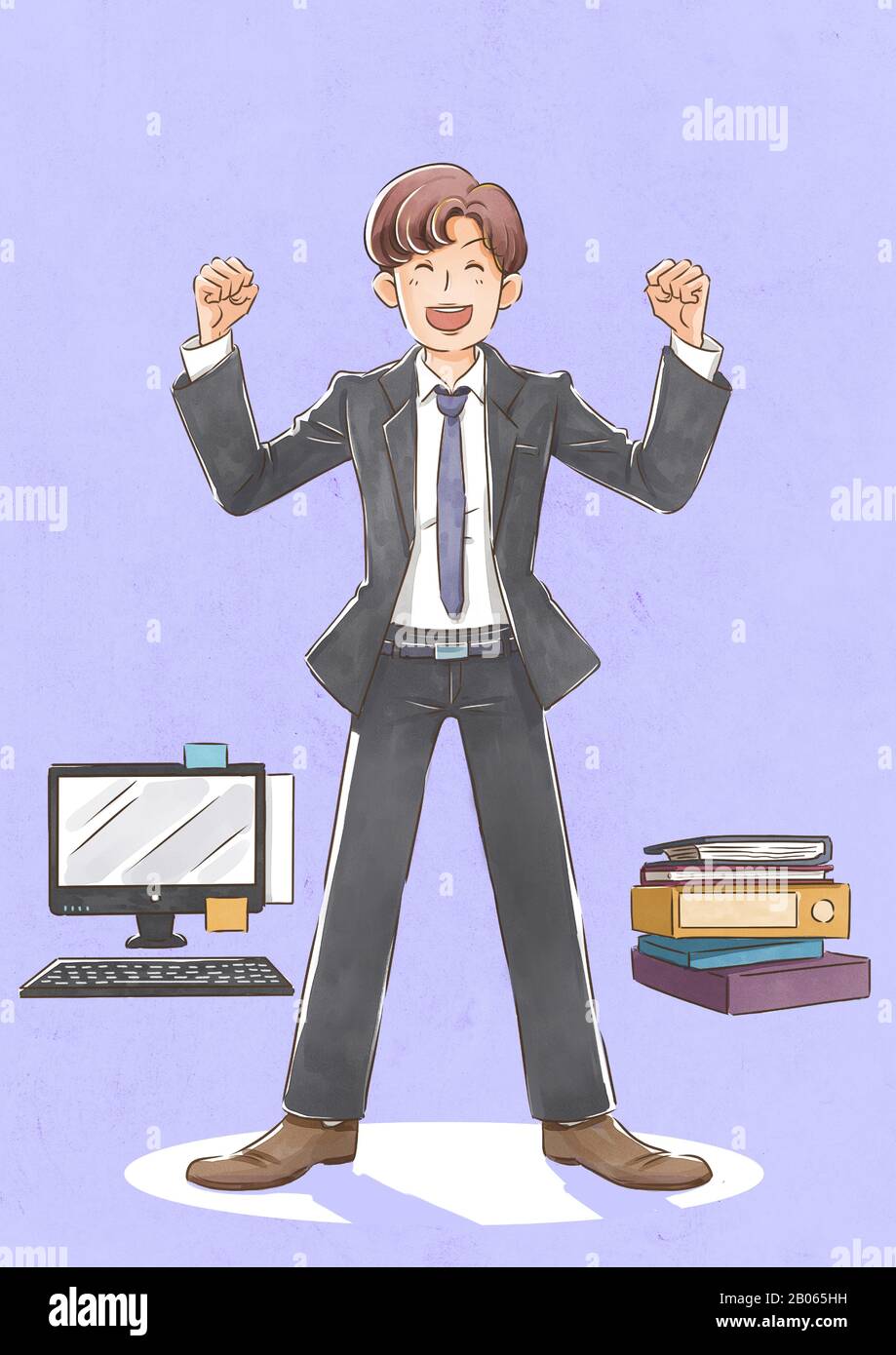 self-contentment concept, a happy successful man who has achieved a ...