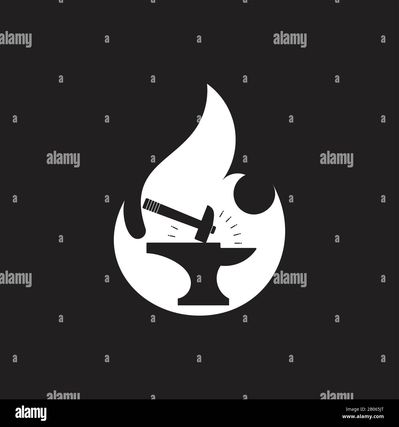 iron hammer negative space design symbol silhouette design vector Stock ...
