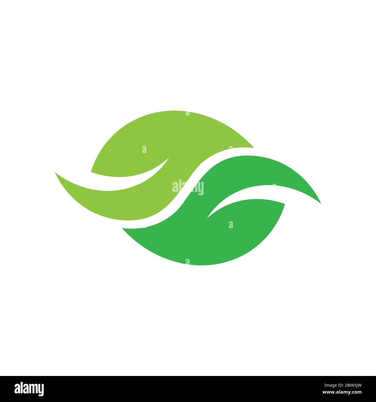 green leaf geometric curves natural organic food symbol vector Stock ...