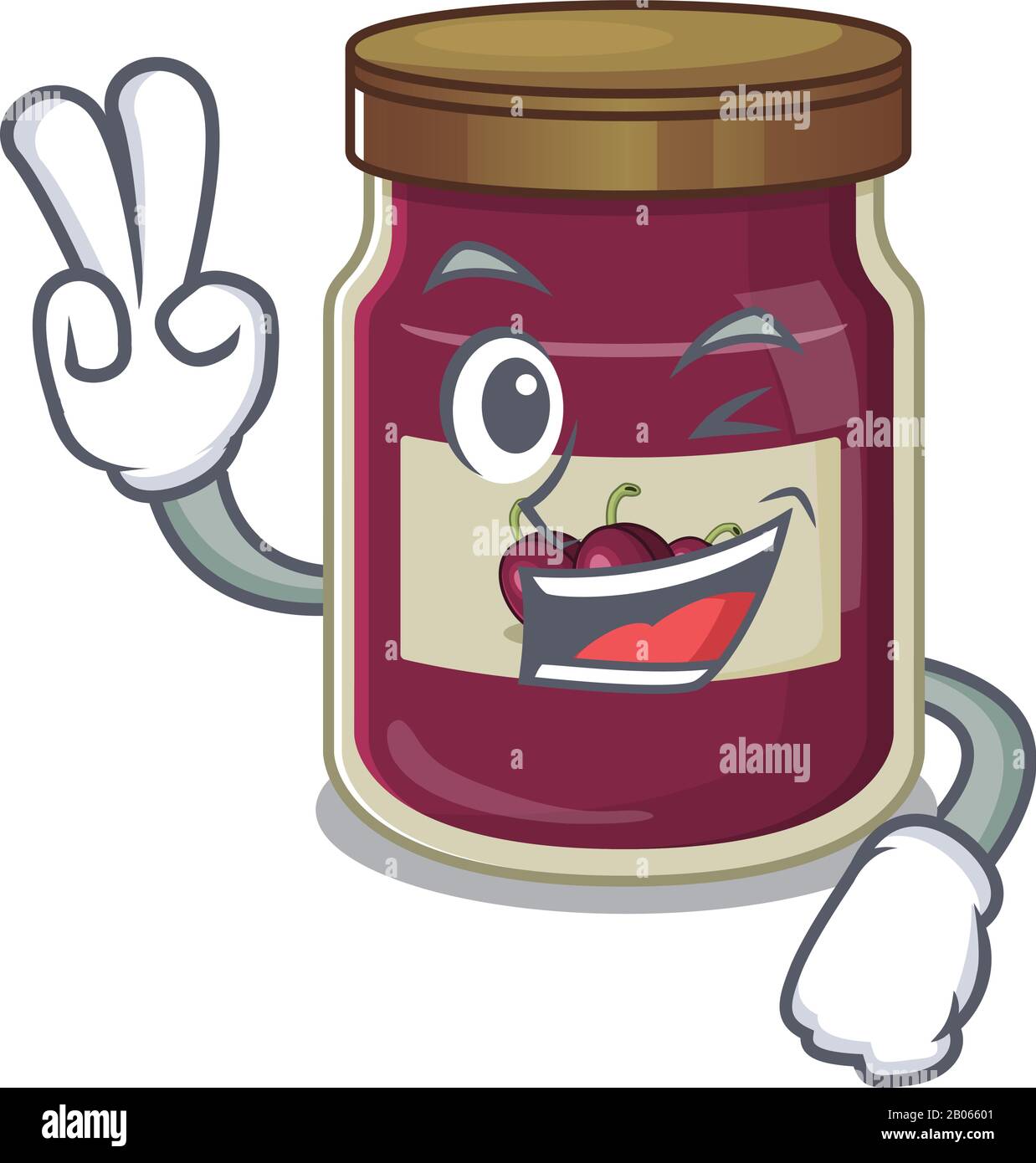 mascot of funny plum jam cartoon Character with two fingers Stock ...