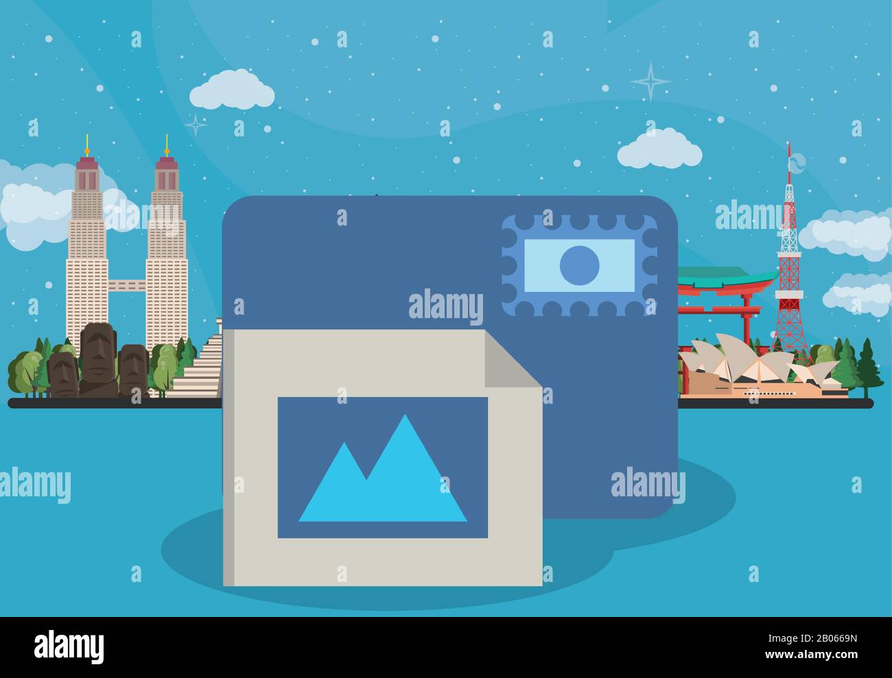 envelope postal service with stamp Stock Vector Image & Art - Alamy