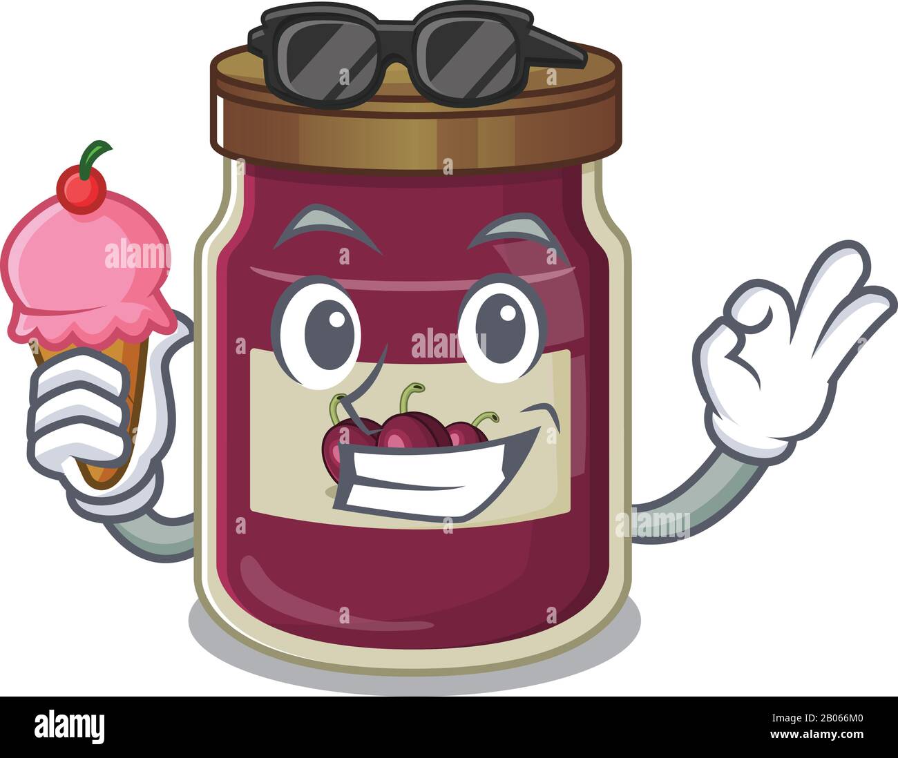happy face plum jam cartoon design with ice cream Stock Vector Image ...