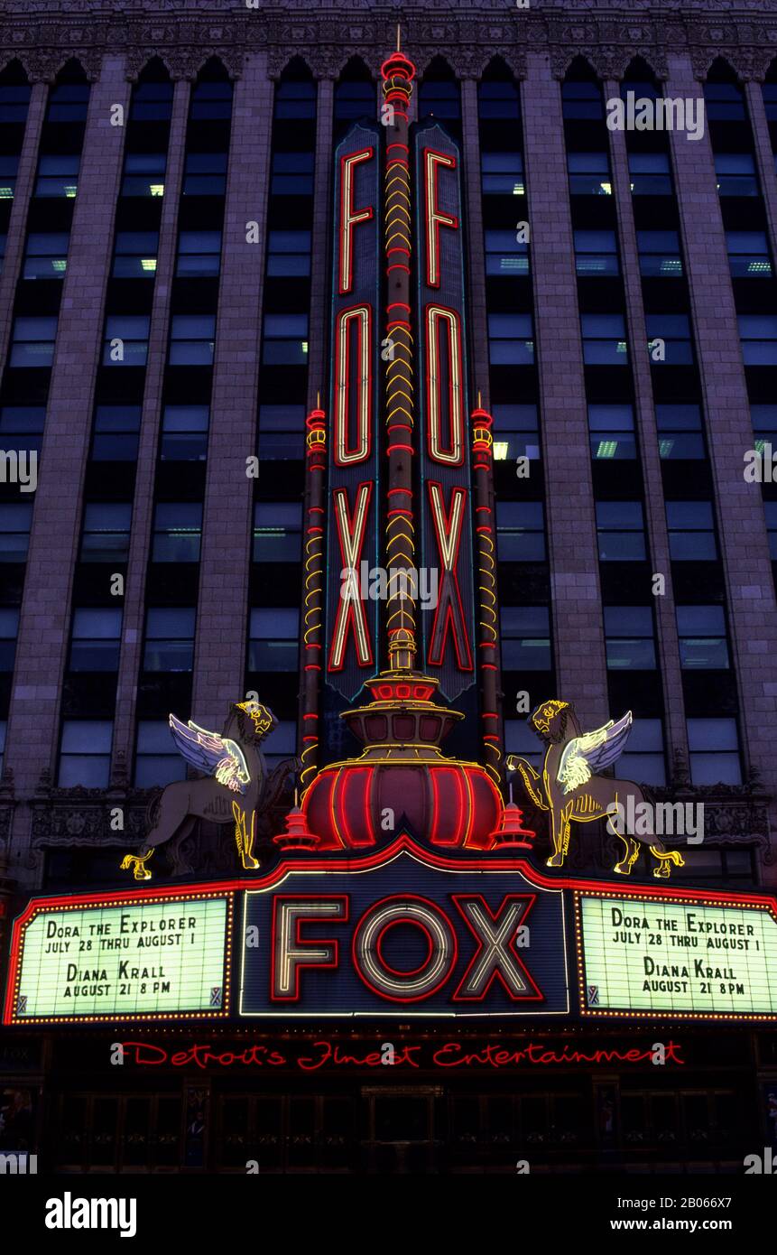 USA, MICHIGAN, DETROIT, FOX THEATER, SIGN Stock Photo - Alamy