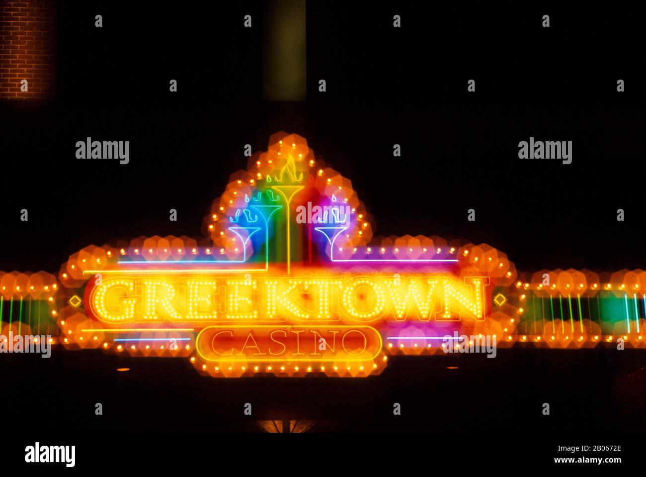 USA, MICHIGAN, DETROIT, GREEKTOWN, STREET SCENE, CASINO SIGN Stock ...