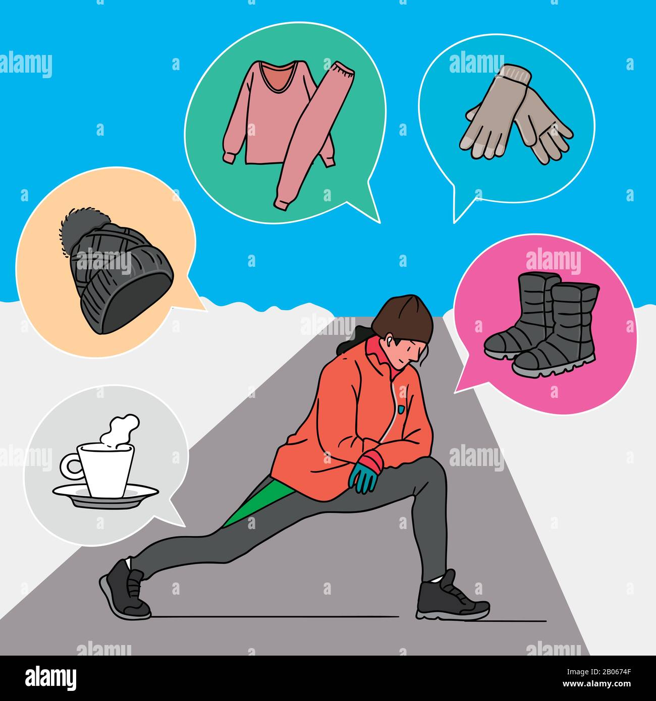 Wintertime concept, ways to stay warm or fight the winter cold ...