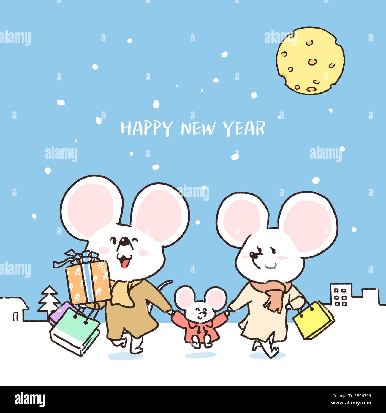 2020 New Year of Rat greeting card design illustration 011 Stock Vector ...