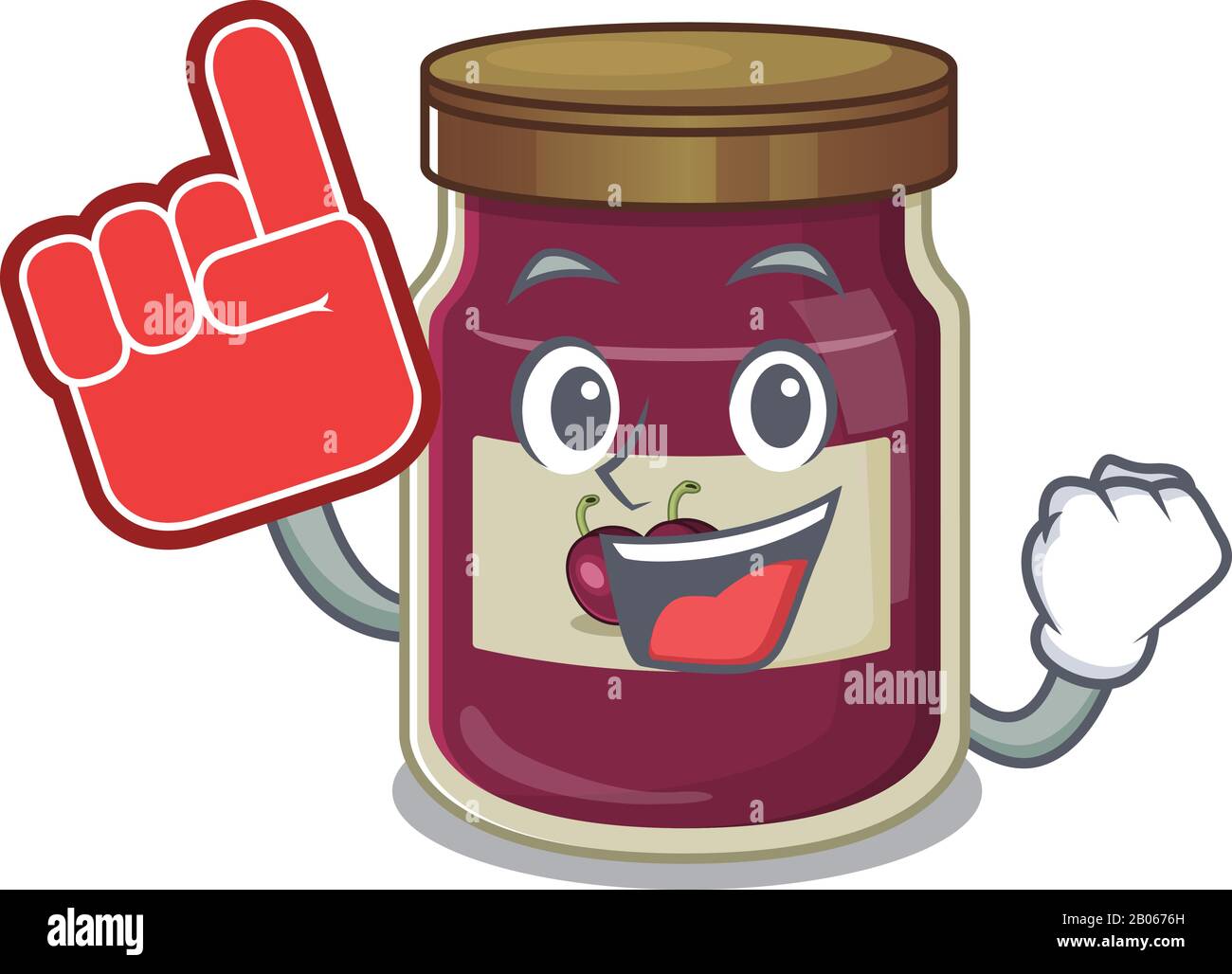 A picture of plum jam mascot cartoon design holding a Foam finger Stock ...
