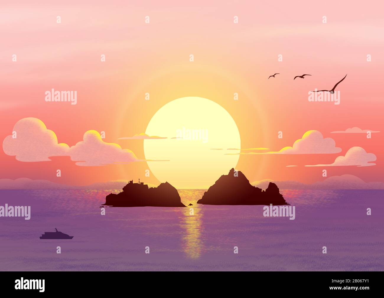 Nature landscape with sunrise illustration 002 Stock Vector Image & Art ...