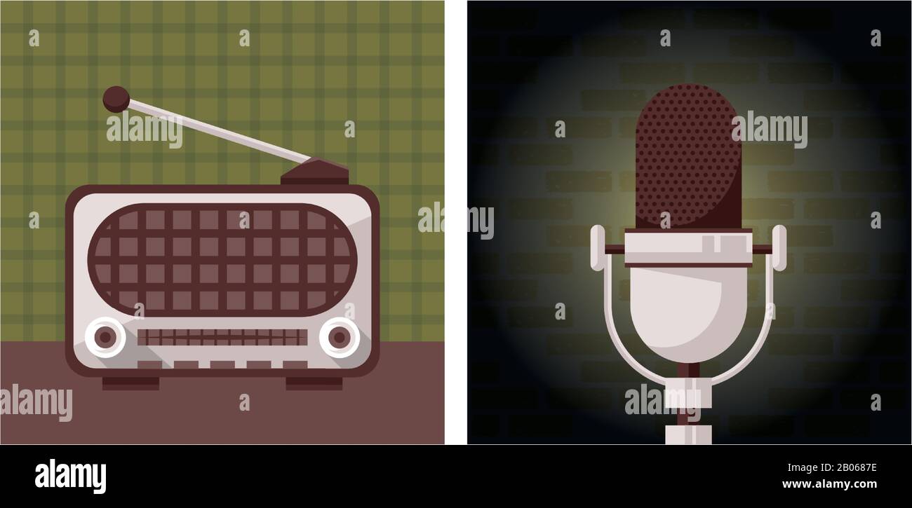 radio and microphone old devices Stock Vector Image & Art - Alamy