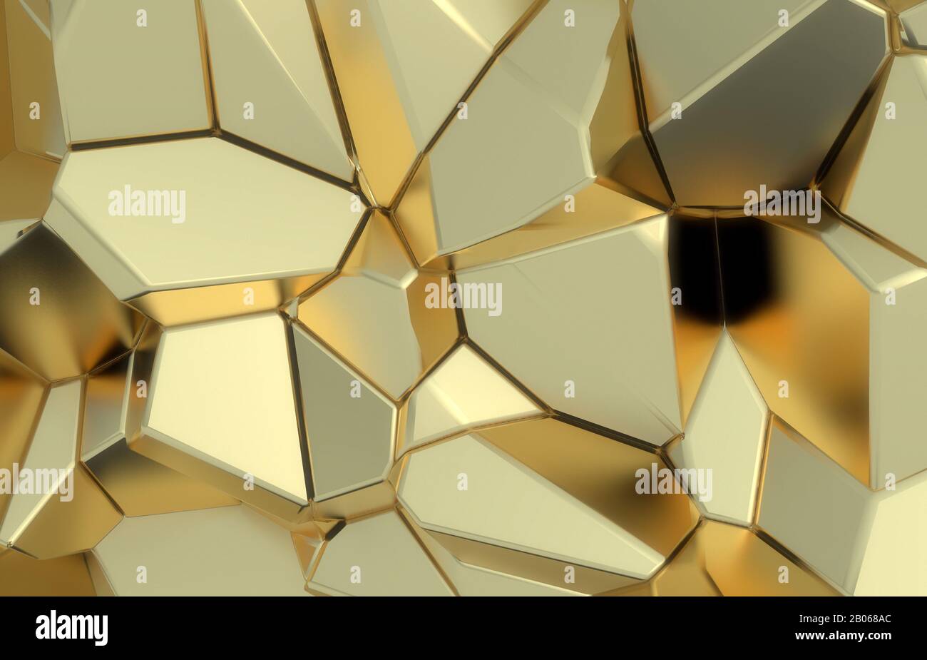 3d render, golden modern shattered wall texture, random clusters ...