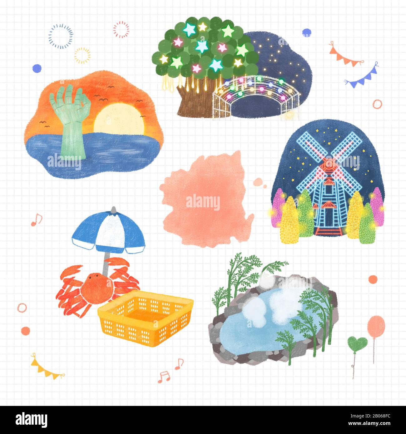 Set of hand drawn a variety of festivals, local fair sketch ...