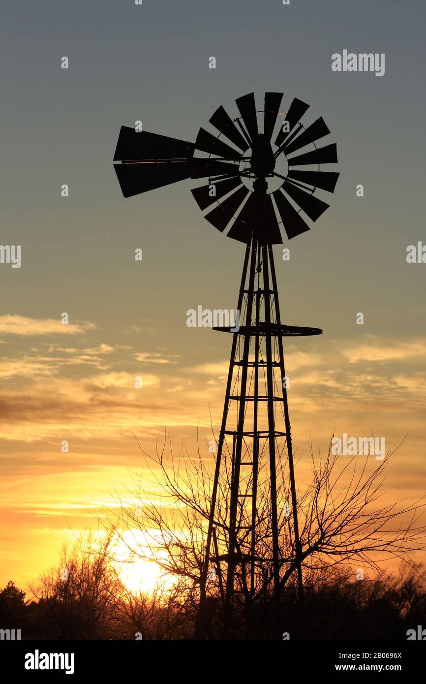 Country Sunsets With Windmills