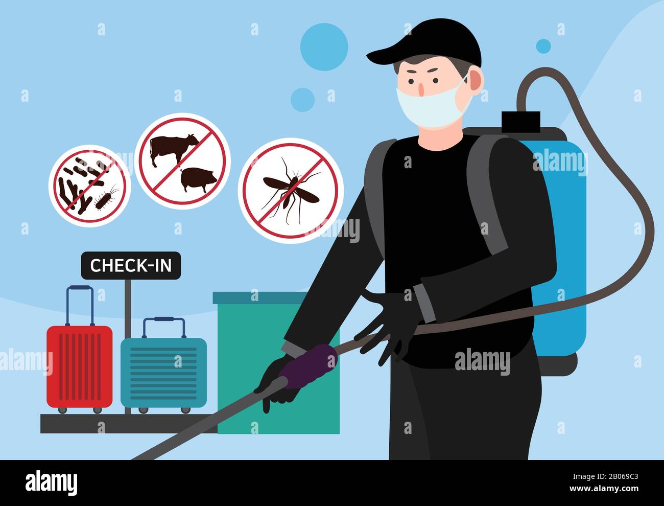 Animal diseases and pest control by viruses concept illustration 008 ...