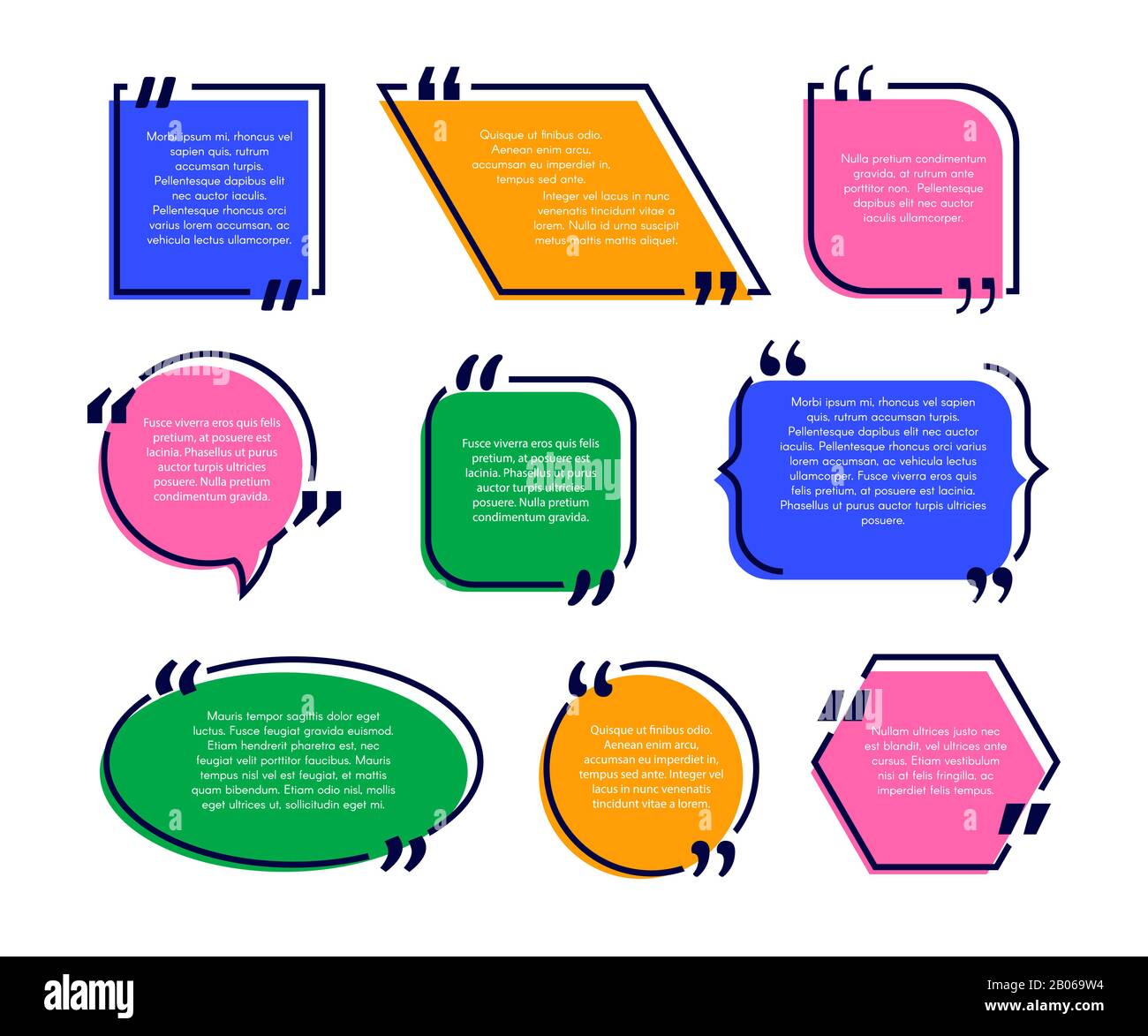 Quote text box. Quotation abstract form. Round oval rectangle square ...