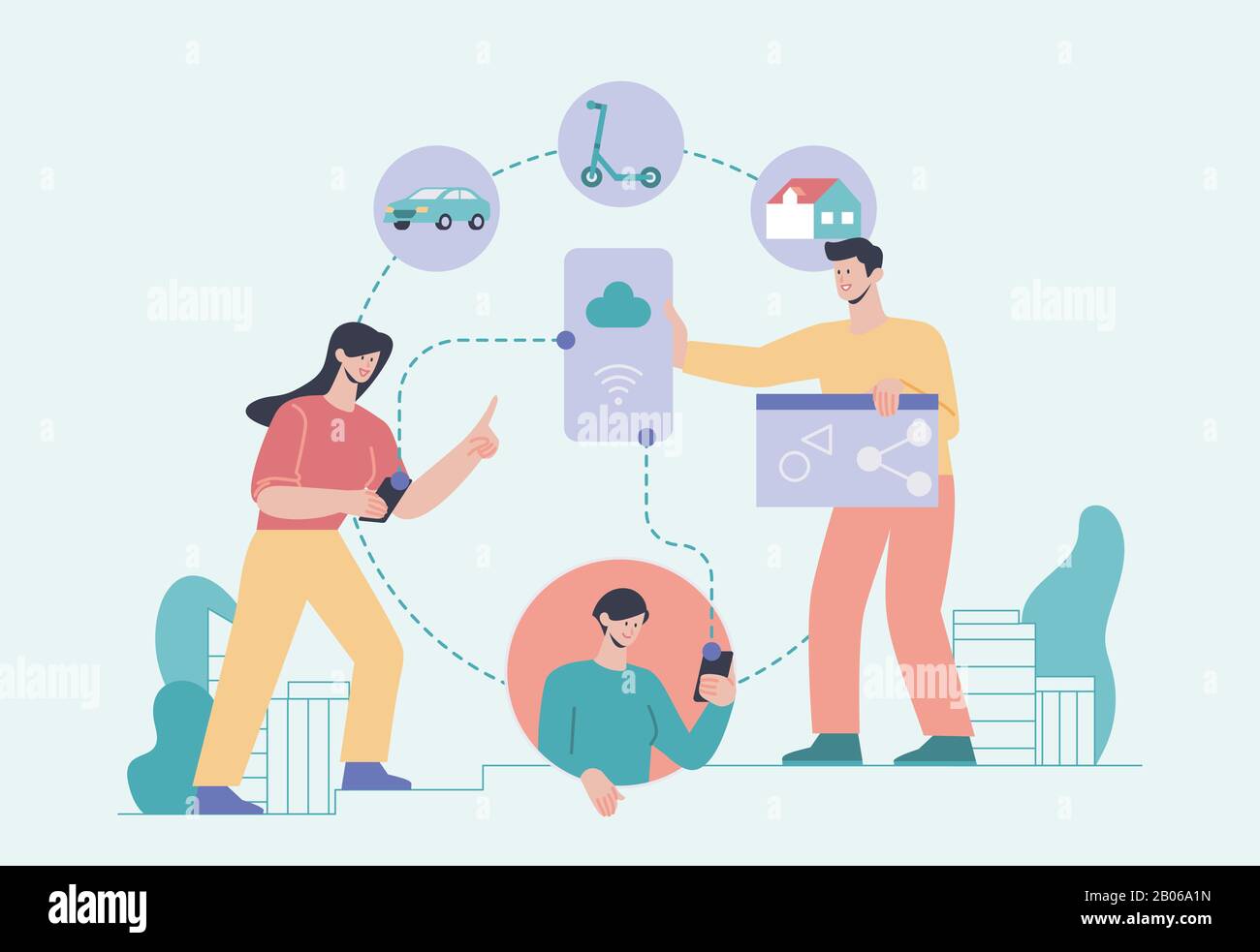 Sharing economy and smart consumption concept illustration 001 Stock ... Sharing economy and smart consumption concept illustration 001 Stock ...