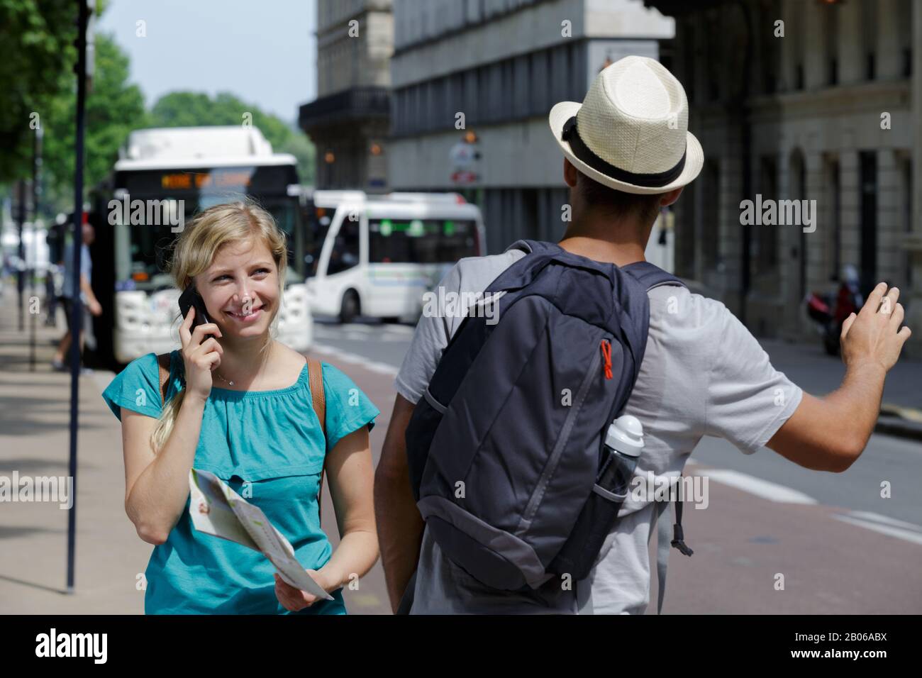 tourist man waving on a bus Stock Photo - Alamy